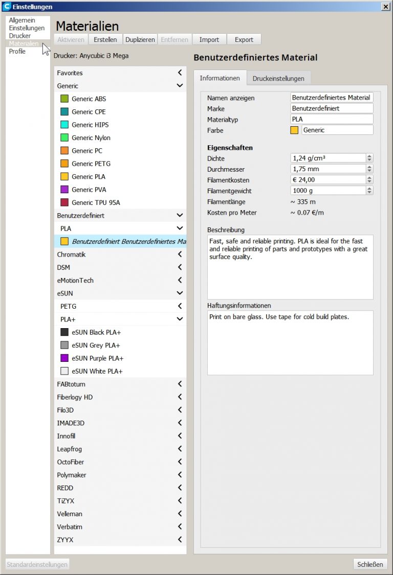 Cura: Wo kann ich Einstellungen ändern, anpassen – 3D Druck